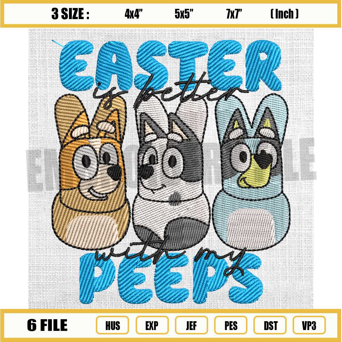 Easter is Better With My Peeps Bluey Bunny Kids Embroidery - Inspire Uplift