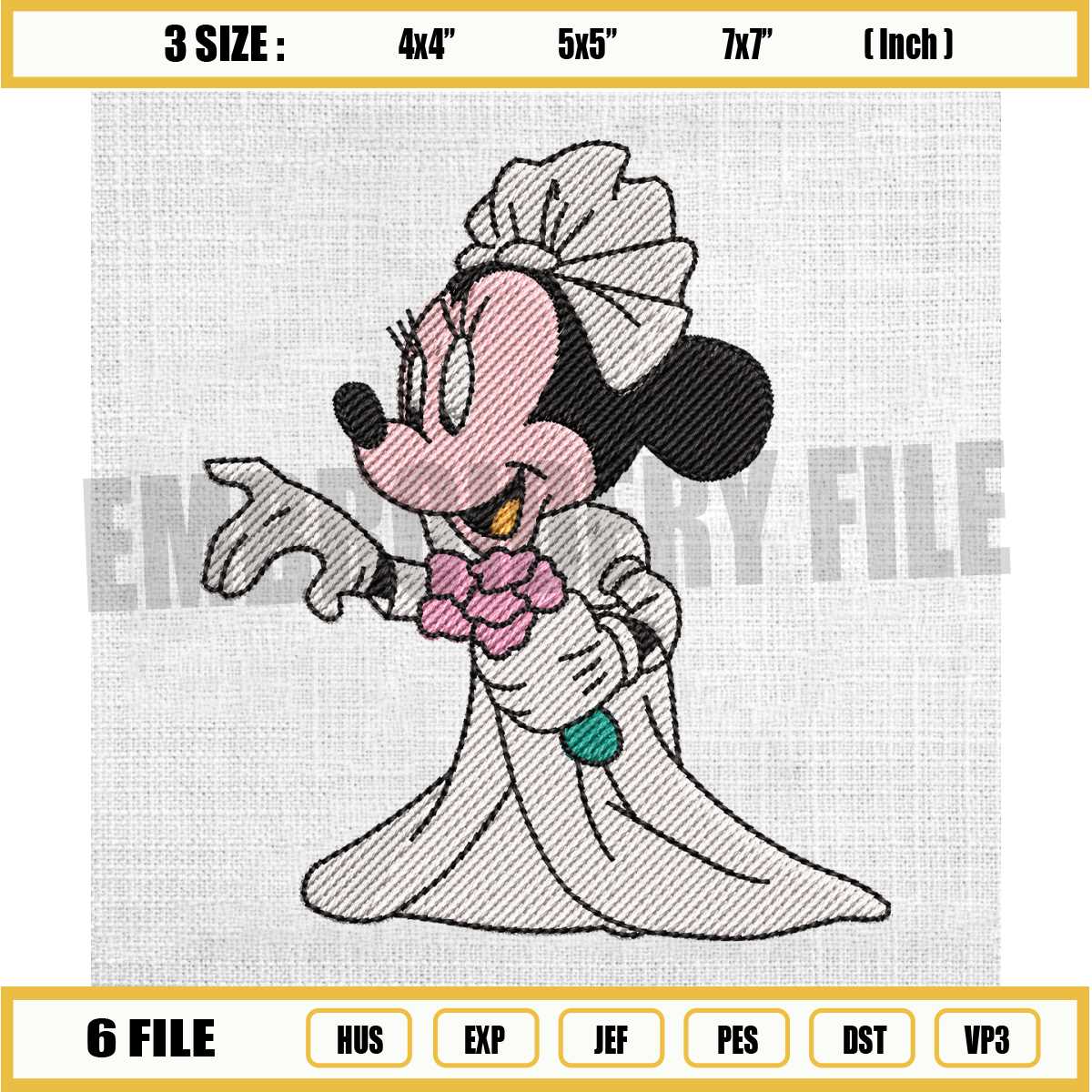 Bride Minnie Mouse Disney Mickey Wedding Embroidery | Inspire Uplift