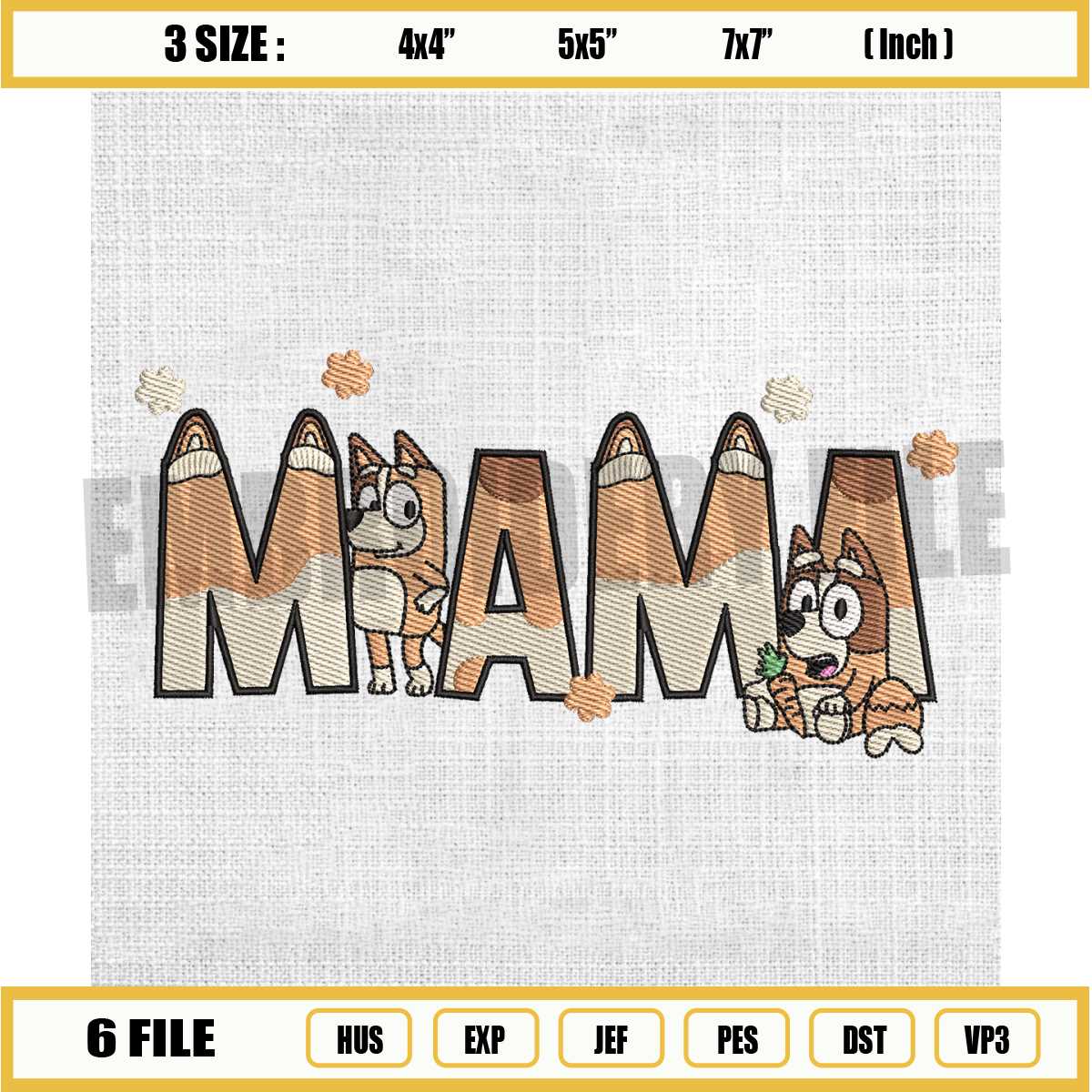 Mama Bluey Chilli Heeler Mom Easter Day Embroidery | Inspire Uplift