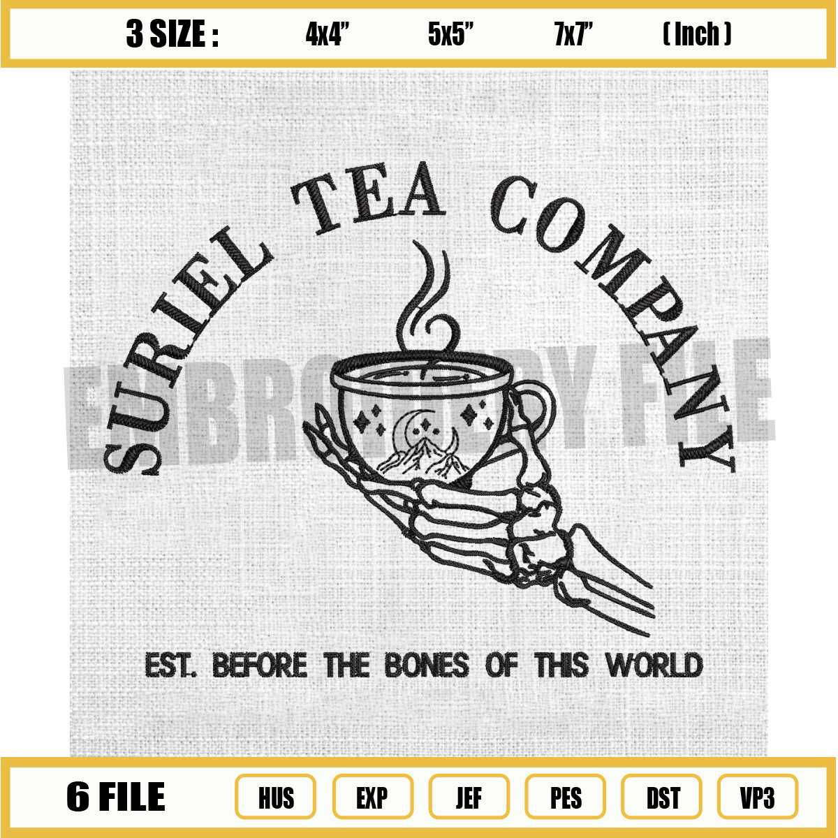 Suriel Tea Company Est Before The Bones Of This World Embroi | Inspire ...