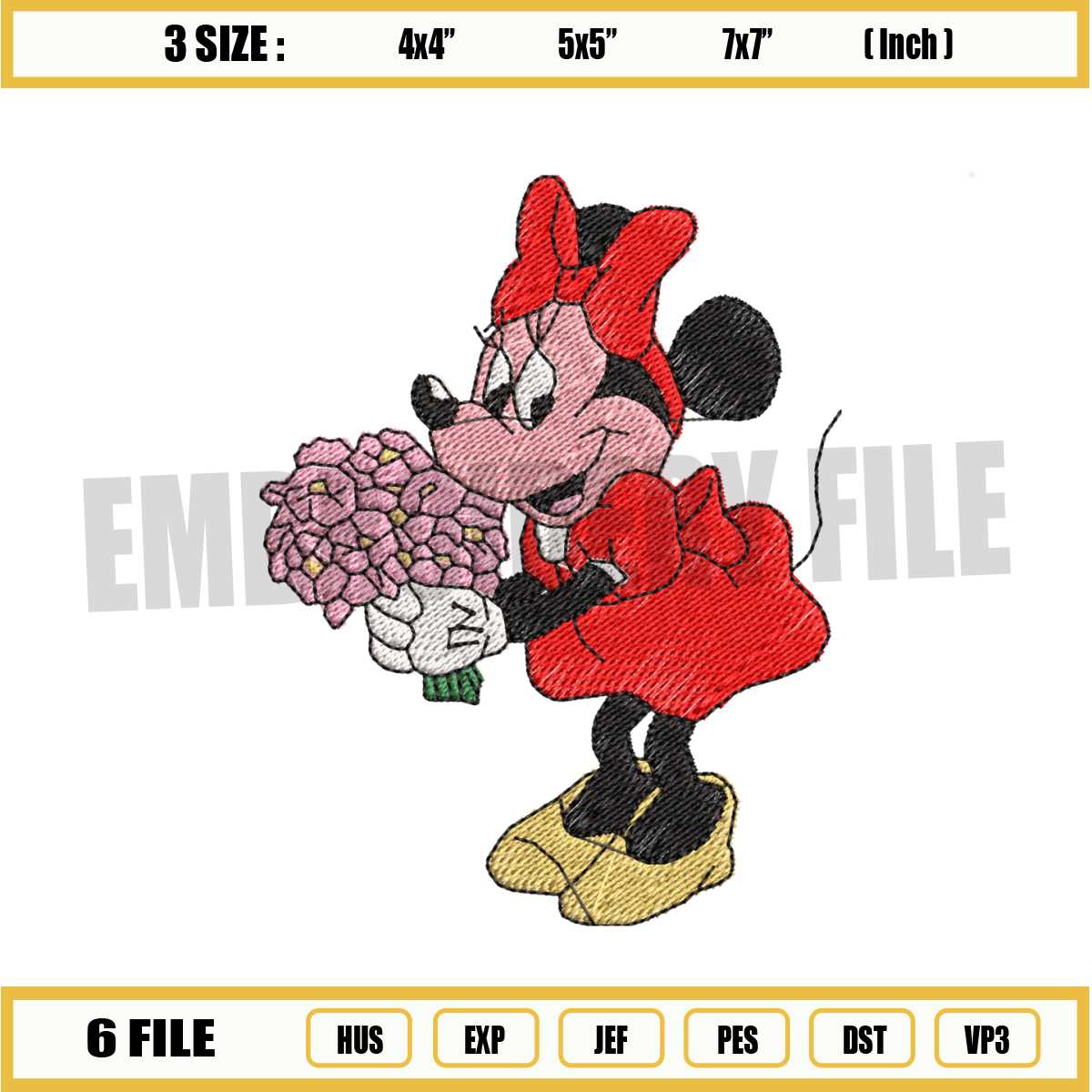Minnie Flower Embroidery Disney Design png | Inspire Uplift