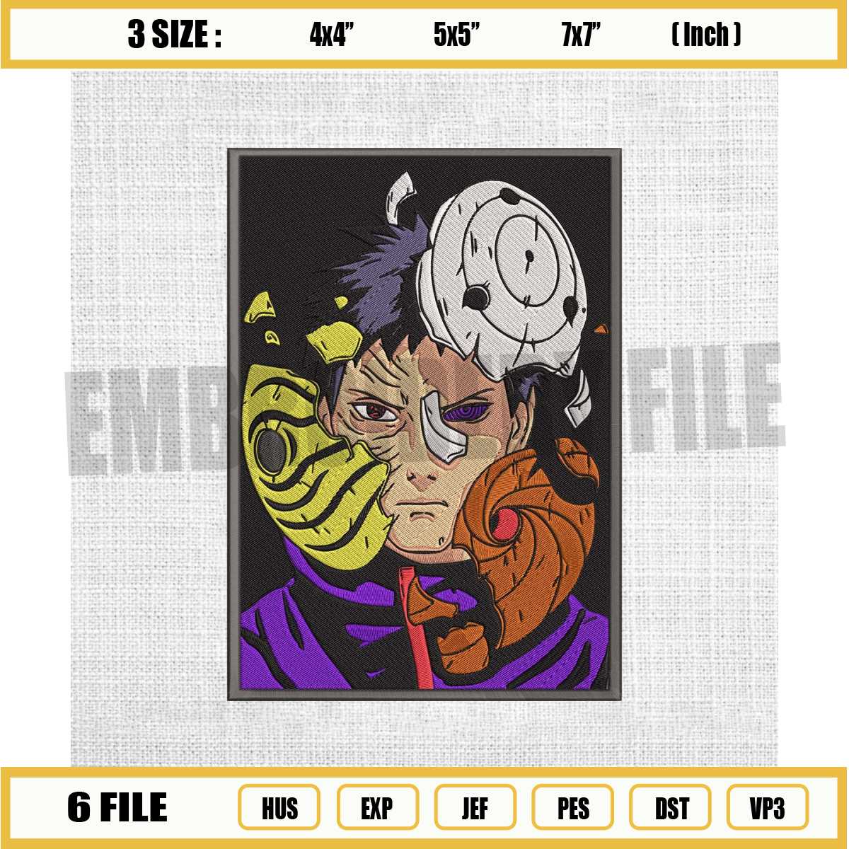 Uchiha Obito Anime Movie Embroidery Design | Inspire Uplift