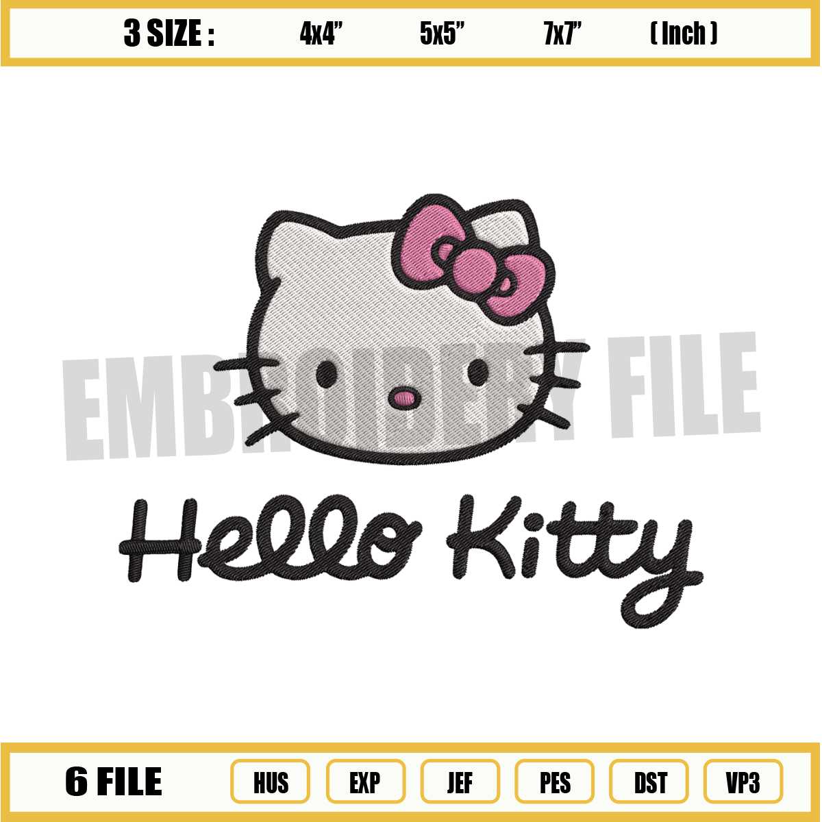 Hello Kitty logo Embroidery Design Png - Inspire Uplift