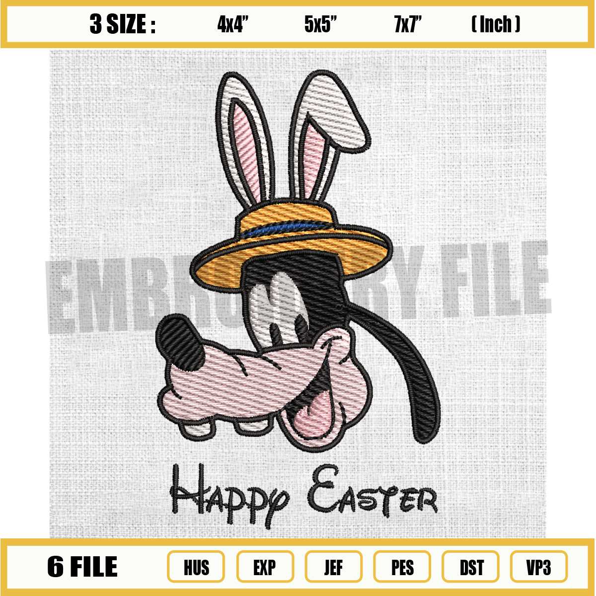 Bunny Ears Goofy Dog Funny Face Happy Easter Embroidery | Inspire Uplift
