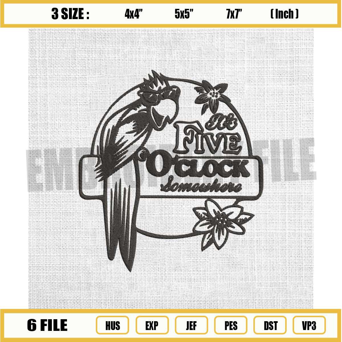 Jimmy Buffett Its Five O Clock Somewhere Embroidery | Inspire Uplift