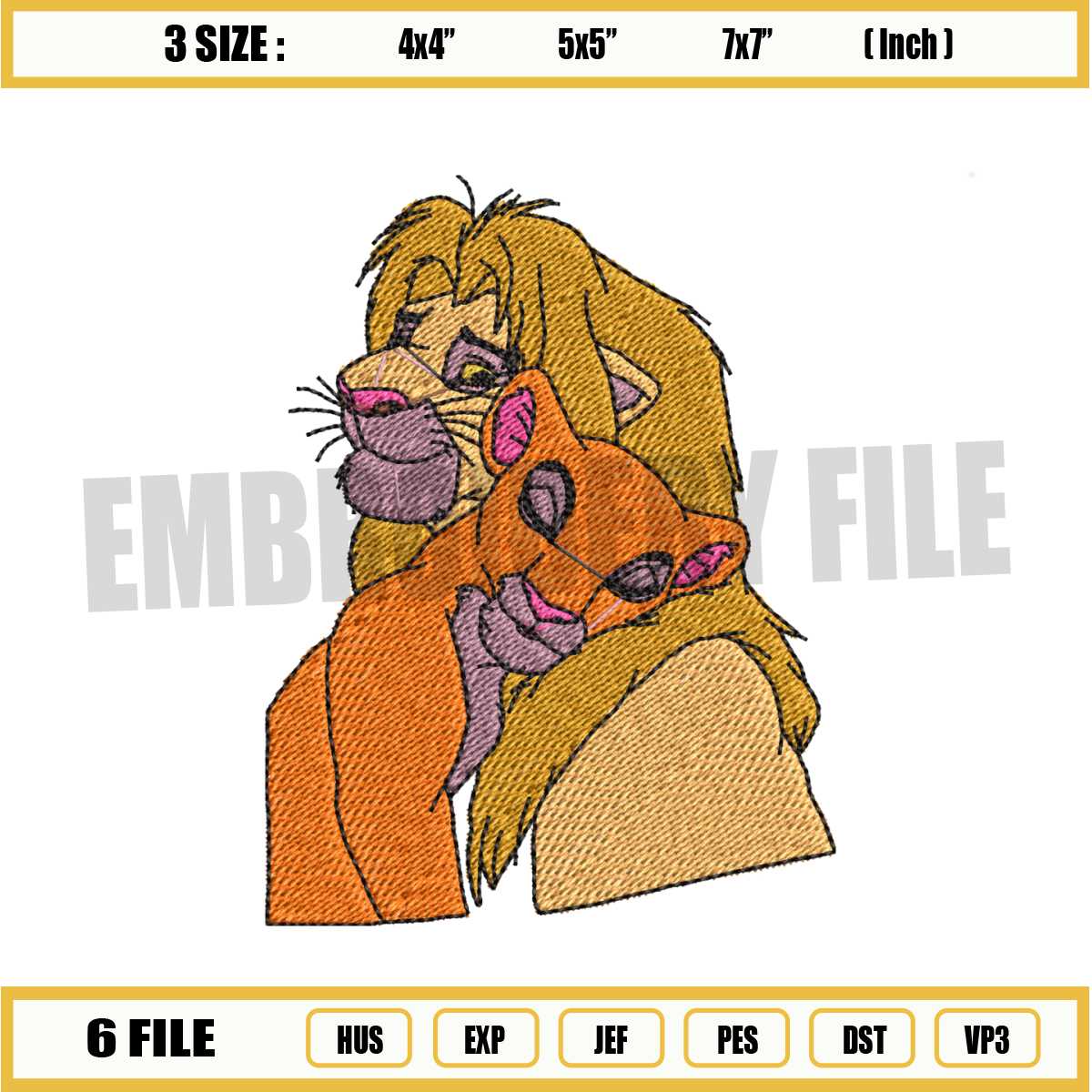 The Lion King Simba Nala Embroidery Design | Inspire Uplift