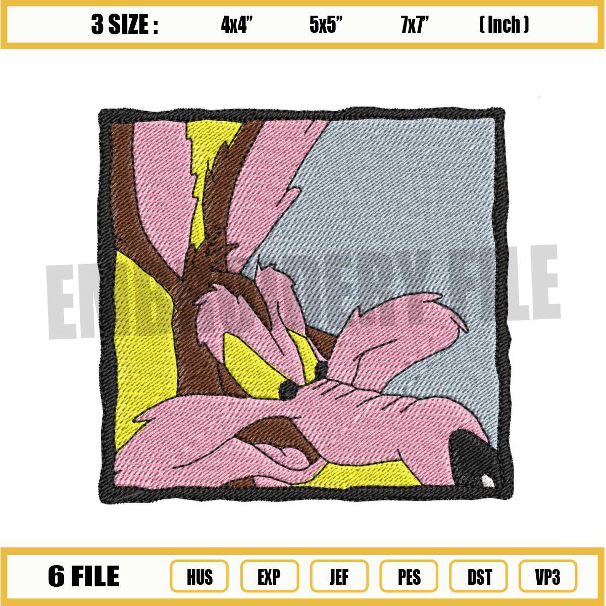 Wile E Coyote Smiling Face Embroidery | Inspire Uplift