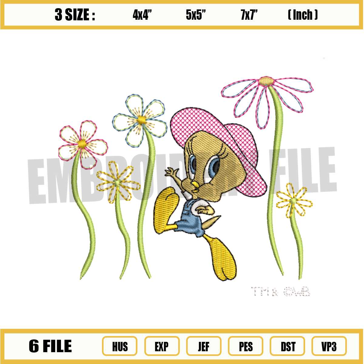 Tweety Bird Floral Embroidery | Inspire Uplift