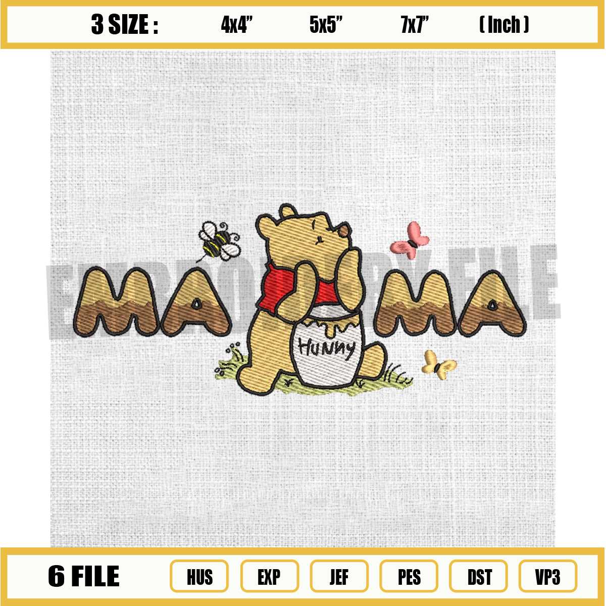 Mama Winnie The Pooh Bear Love Hunny Embroidery - Inspire Uplift