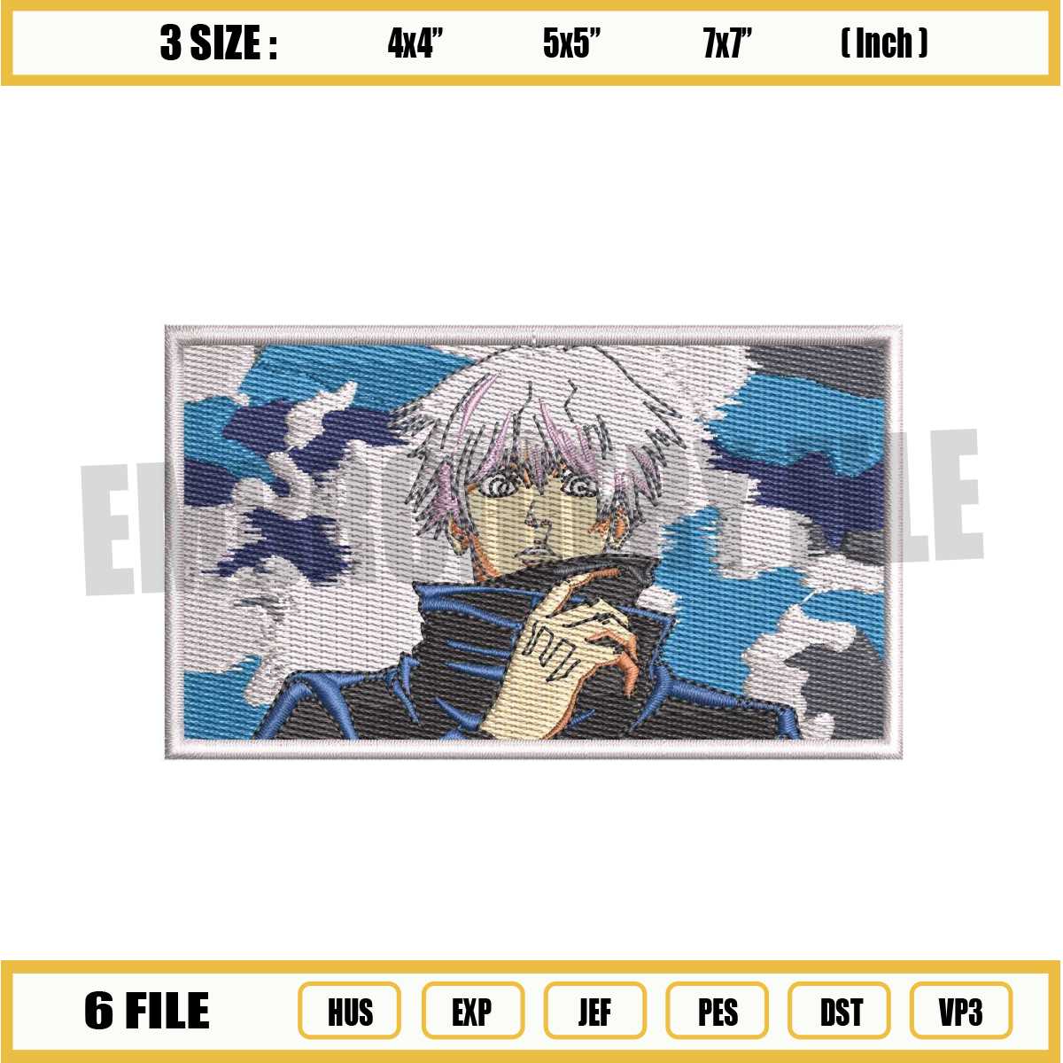 Gojo Satoru Jujutsu Kaisen Embroidery Design png | Inspire Uplift