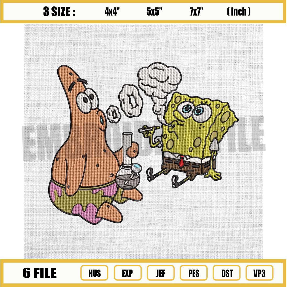 Spongebob smoke embroidery desig | Inspire Uplift