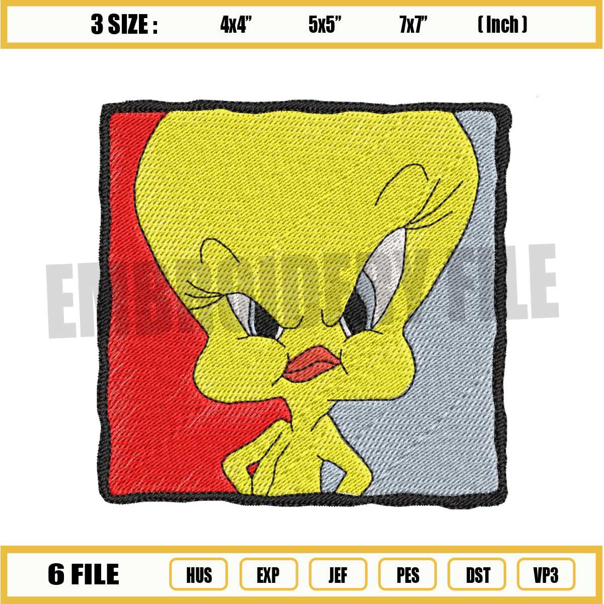 Angry Face Tweety Bird Embroidery | Inspire Uplift
