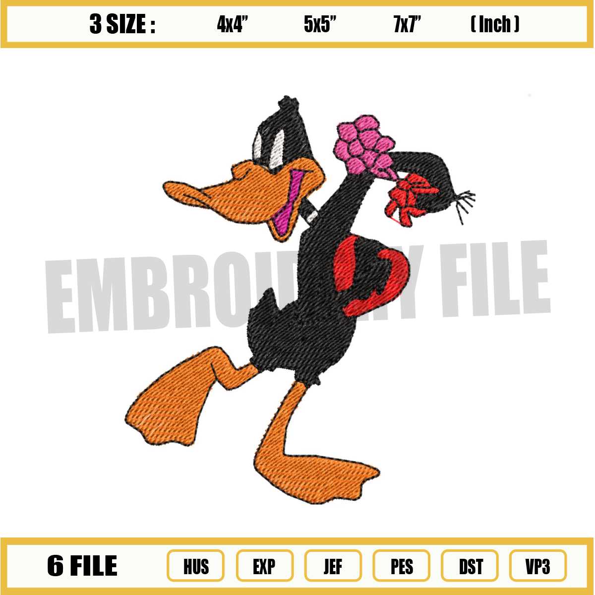 Valentine Day Daffy Duck Dance Embroidery | Inspire Uplift