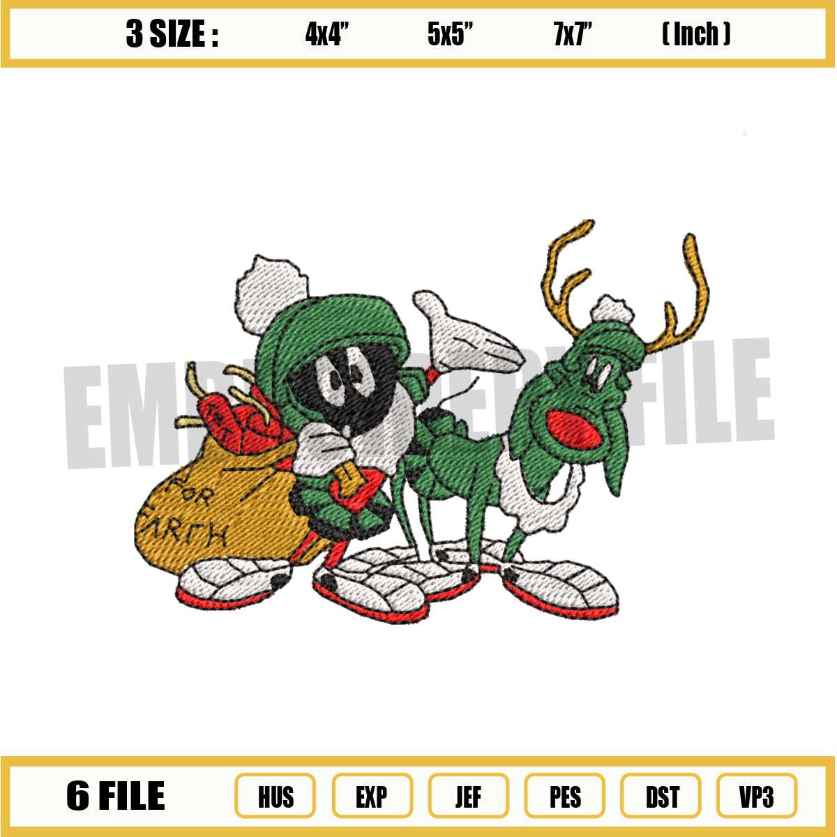 Christmas Santa Marvin The Martian Embroidery | Inspire Uplift