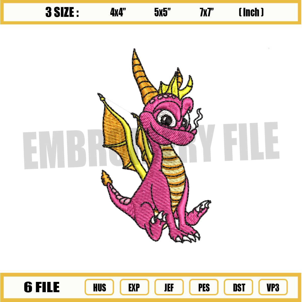 Spyro The Pink Dragon Embroidery | Inspire Uplift