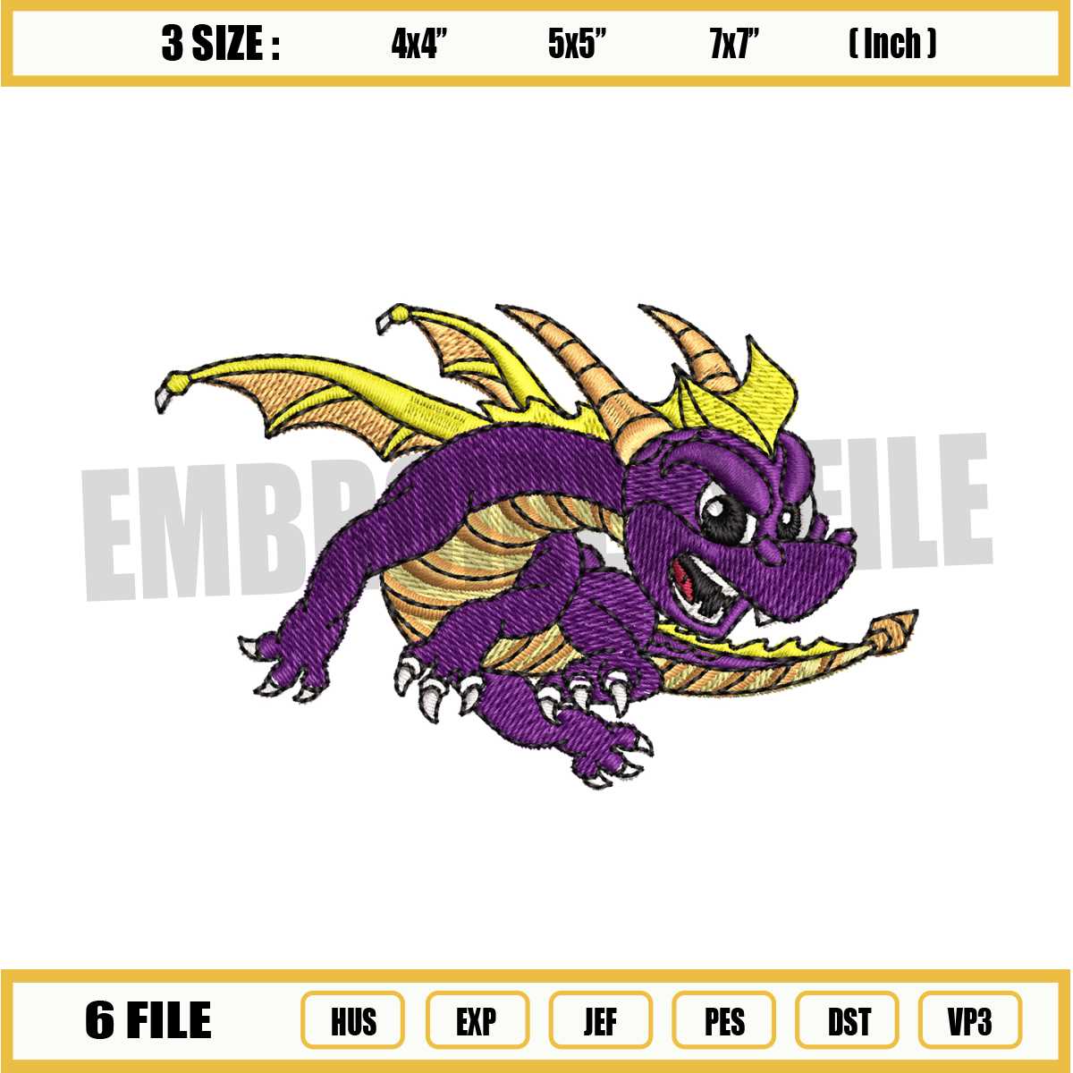 Spyro The Dragon Angry Face Embroidery | Inspire Uplift