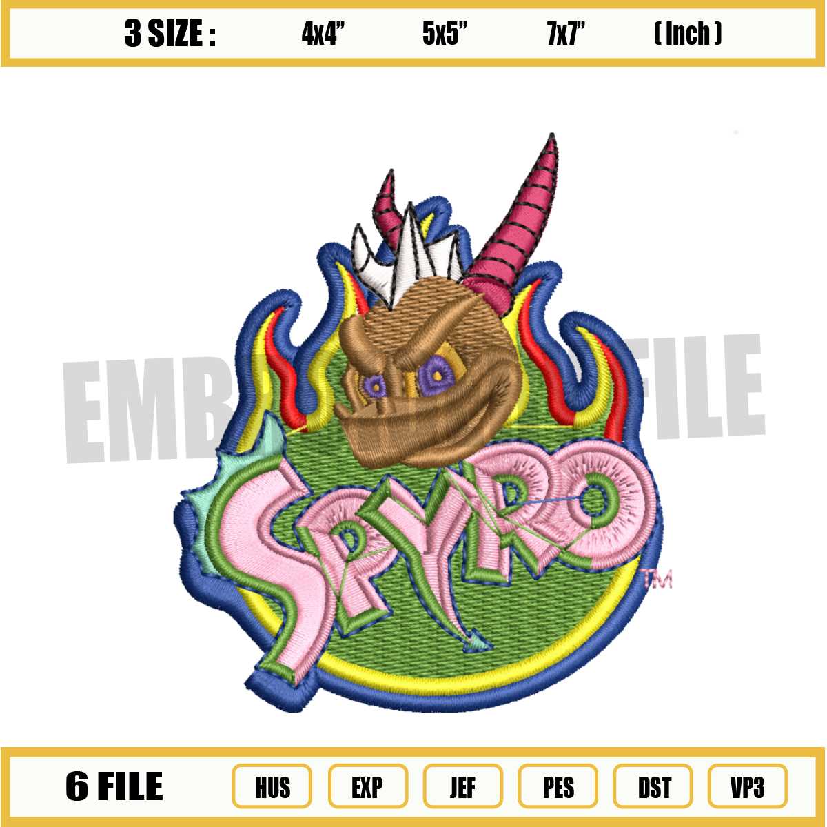 Spyro The Fire Flame Dragon Embroidery | Inspire Uplift