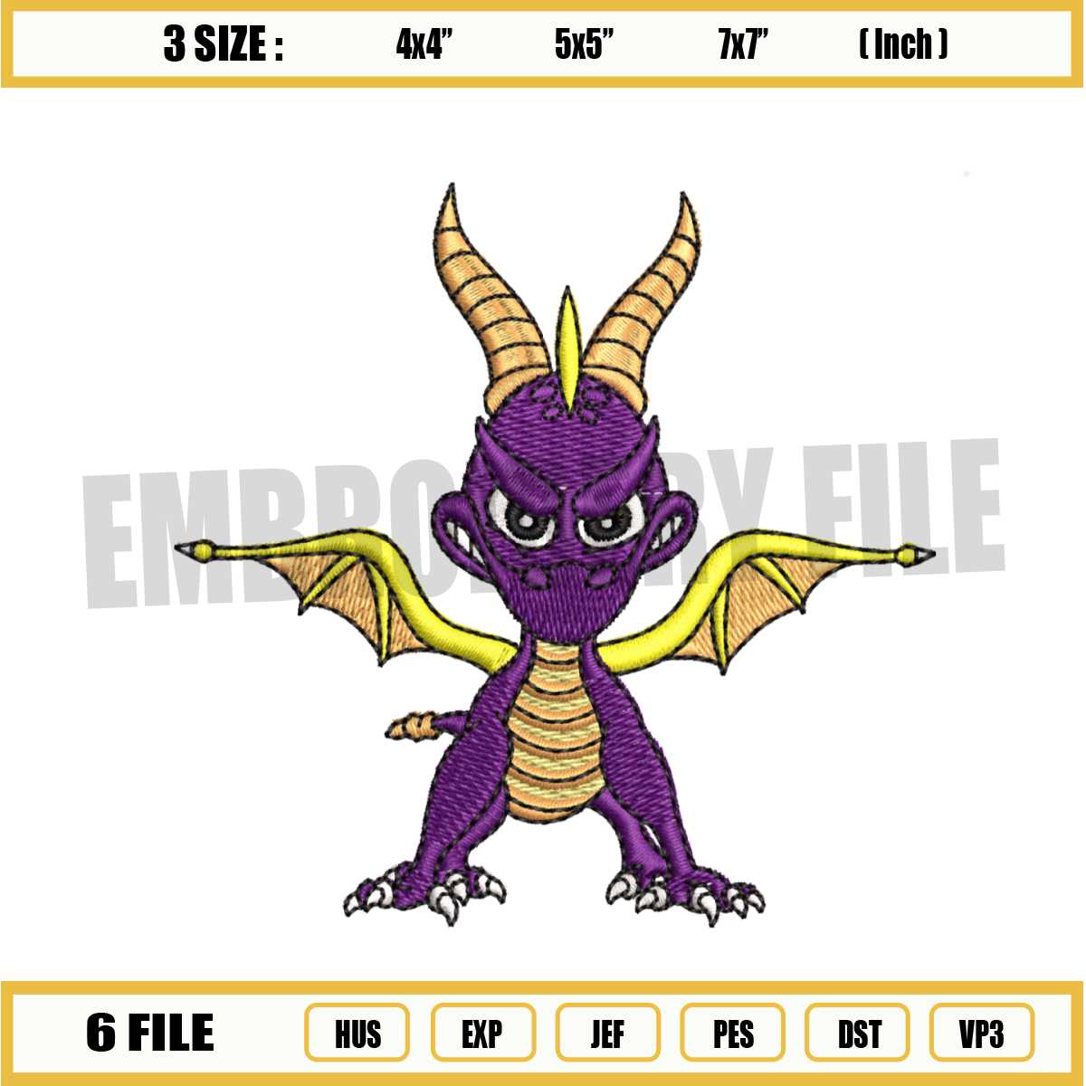 Spyro The Dragon Cartoon Embroidery | Inspire Uplift