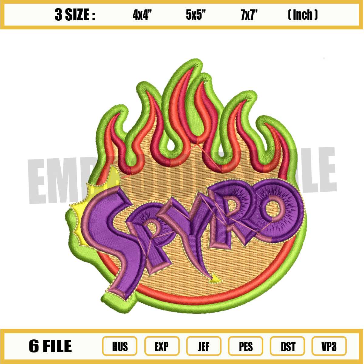 Spyro Fire Flame Logo Embroidery | Inspire Uplift