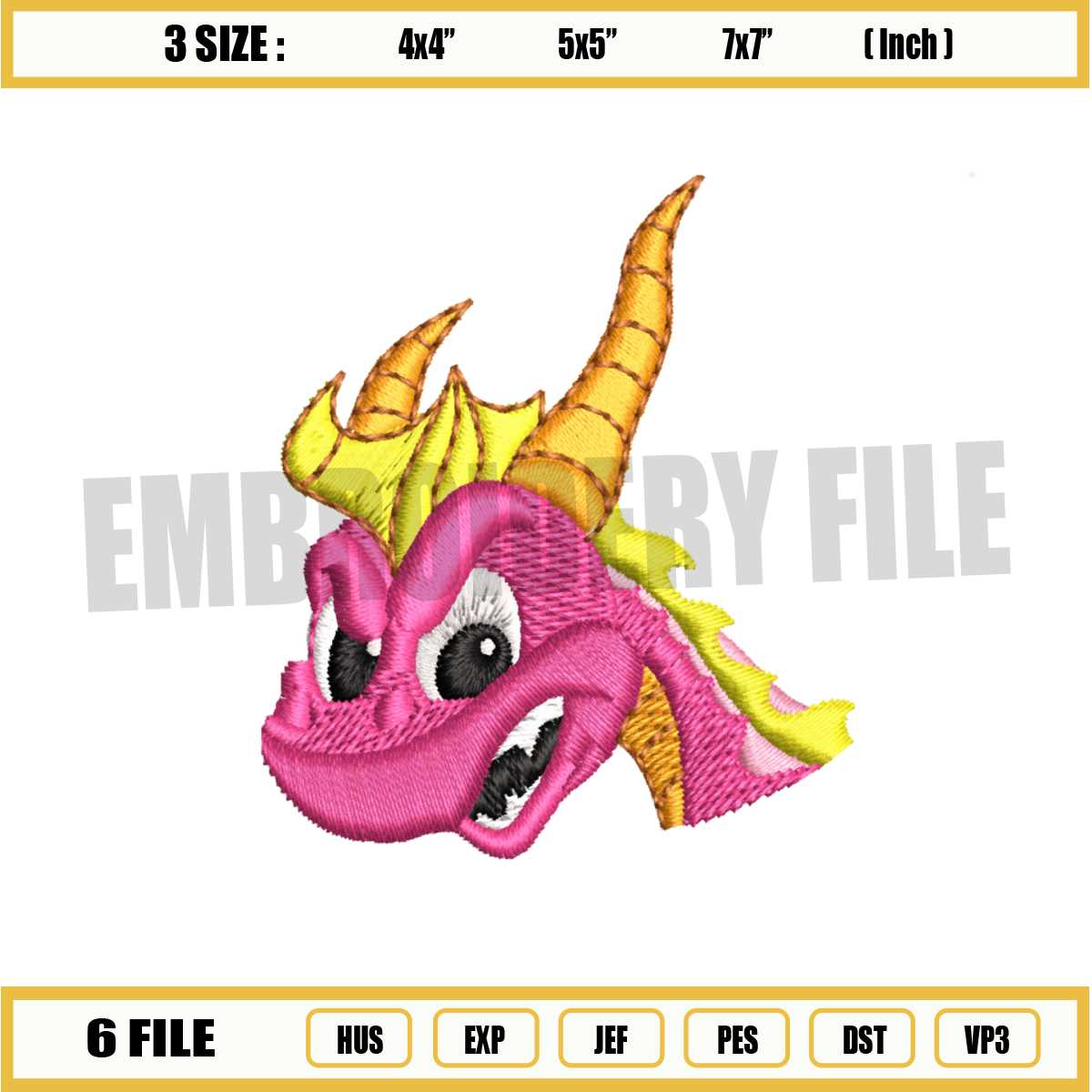 Pink Spyro The Dragon Embroidery | Inspire Uplift