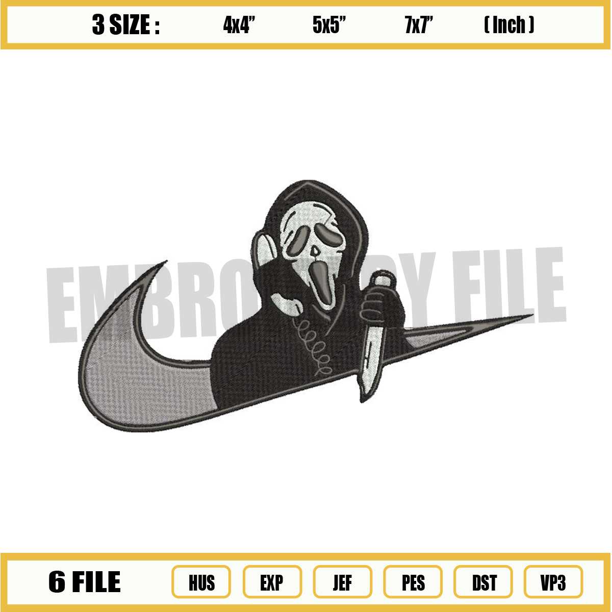Nike x Scream Ghost Face Embroidery Machine Designs Png | Inspire Uplift