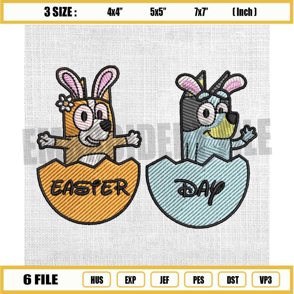 Easter Day Eggs Hatch Bluey And Bingo Bunny Embroidery | Inspire Uplift