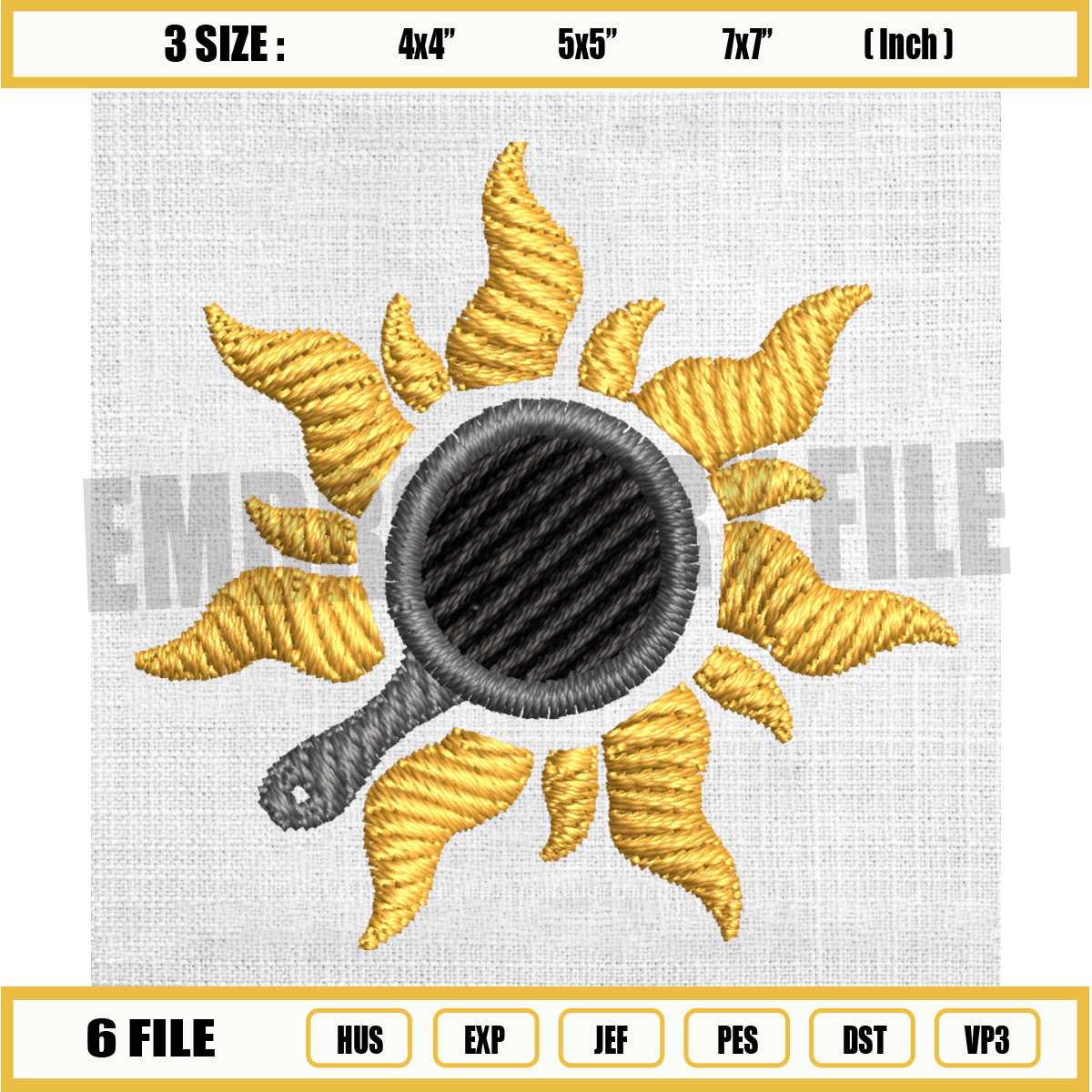 Frying Pan Sun Design Pes Embroidery - Inspire Uplift