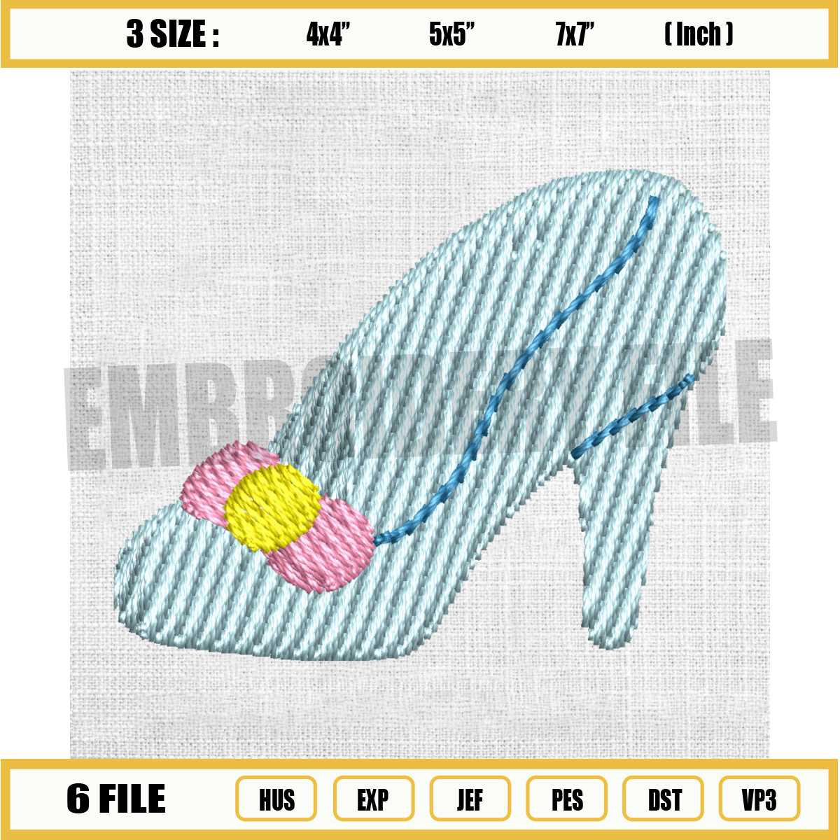 Cinderella Glass Slipper Design Embroidery | Inspire Uplift