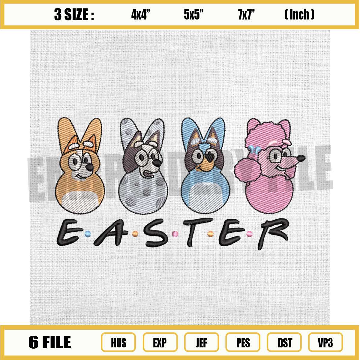 Eaaster Bluey The Kids Peeps Embroidery Design - Inspire Uplift