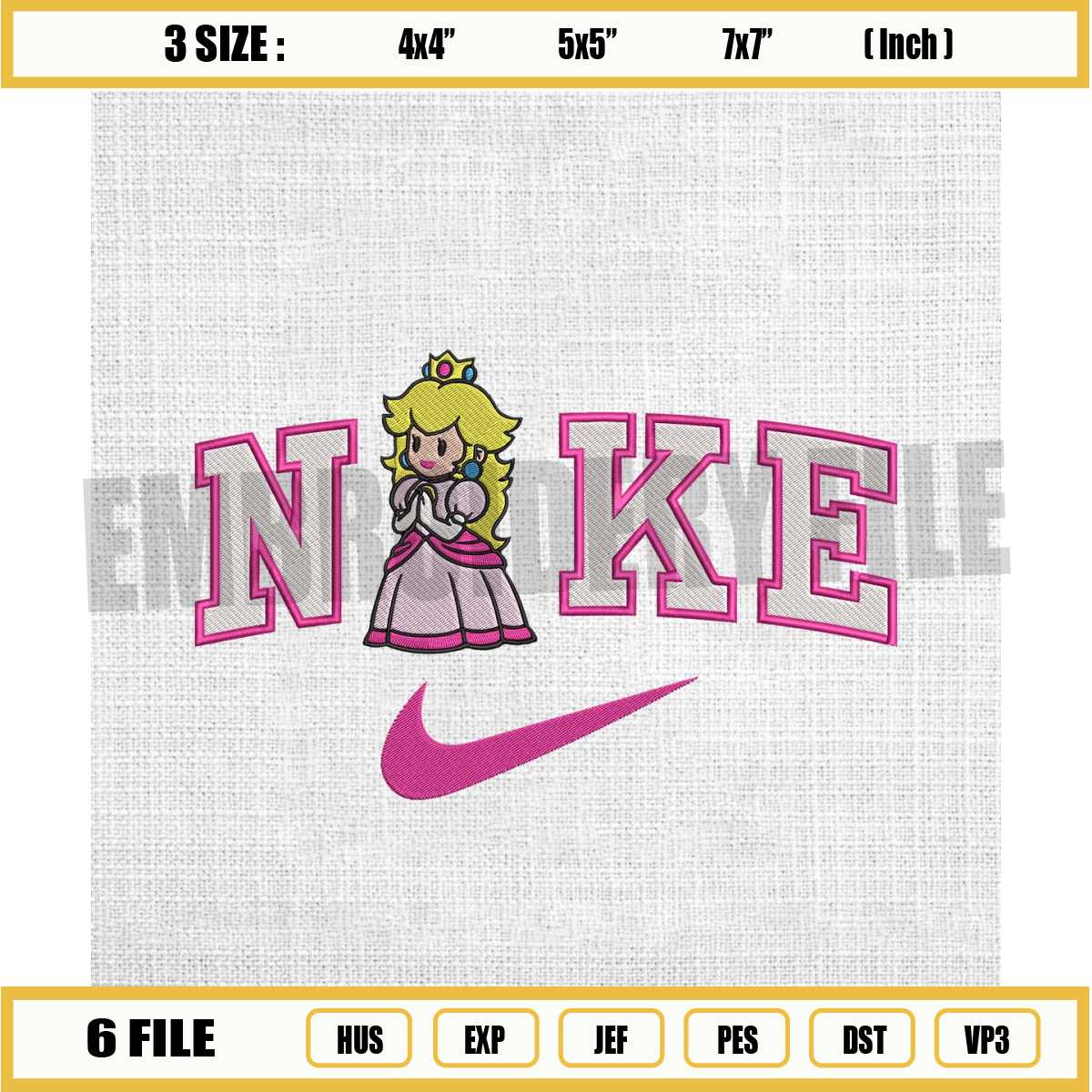 Nike Valentine Princess Peach Embroidery Design | Inspire Uplift