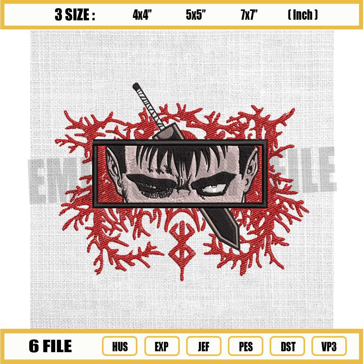 Berserk embroidery design, Berserk embroidery, anime design, | Inspire ...