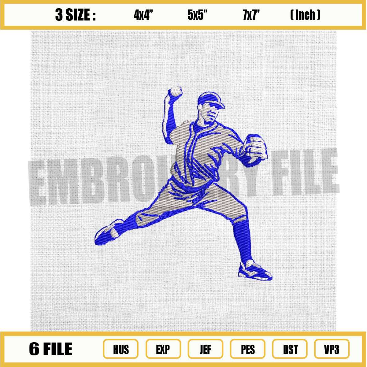 Baseball Pitcher Logo Embroidery Design - Inspire Uplift