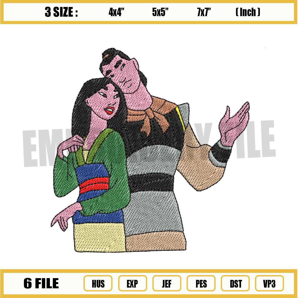 Mulan and General Li Shang Embroidery | Inspire Uplift