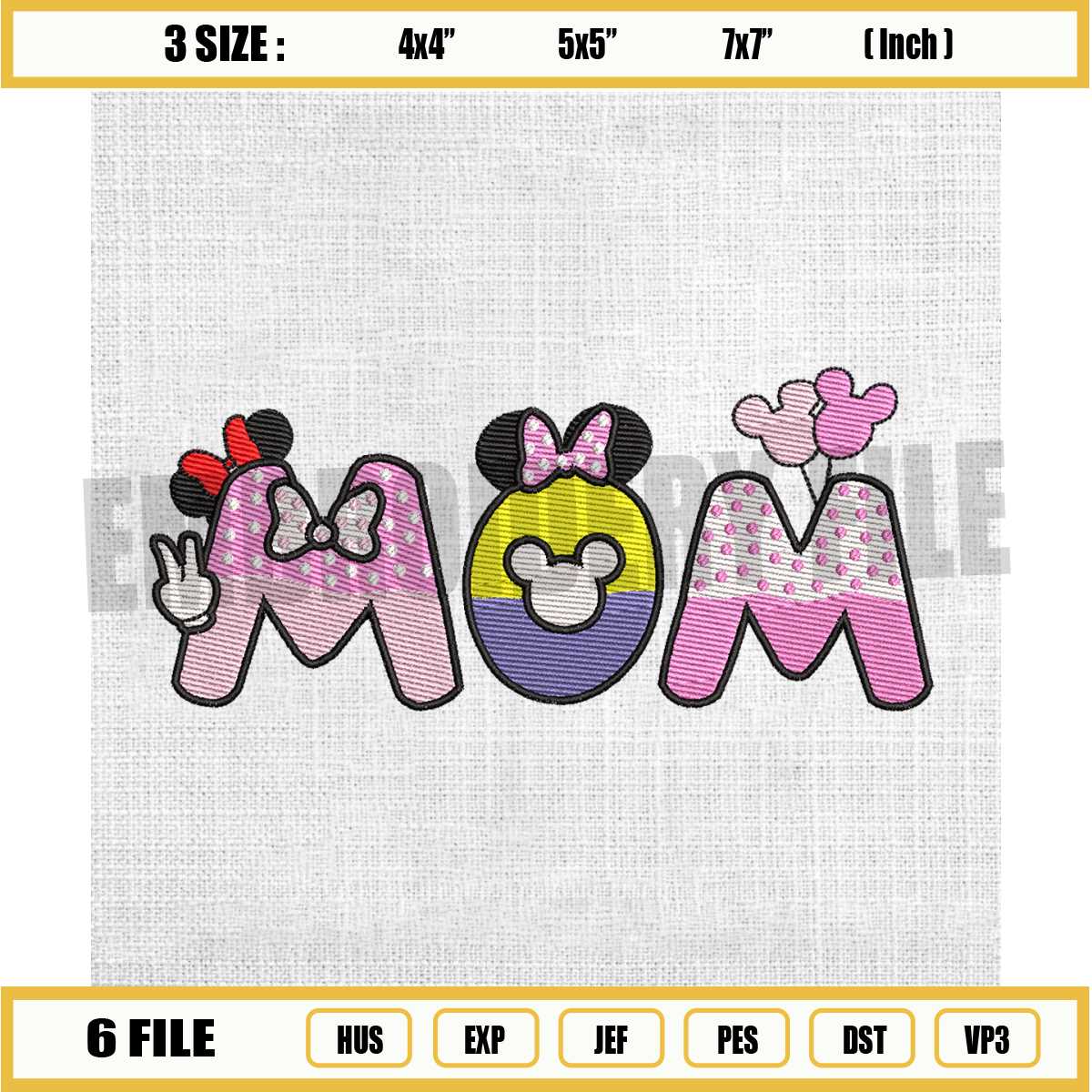 Mom Minnie Mouse Disney Mother Day Embroidery Png | Inspire Uplift
