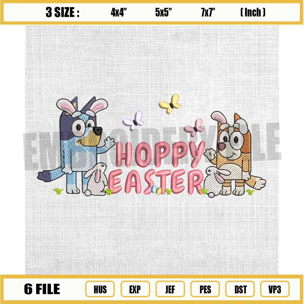 Hoppy Easter Bluey And Bingo Family Bunny Embroidery - Inspire Uplift