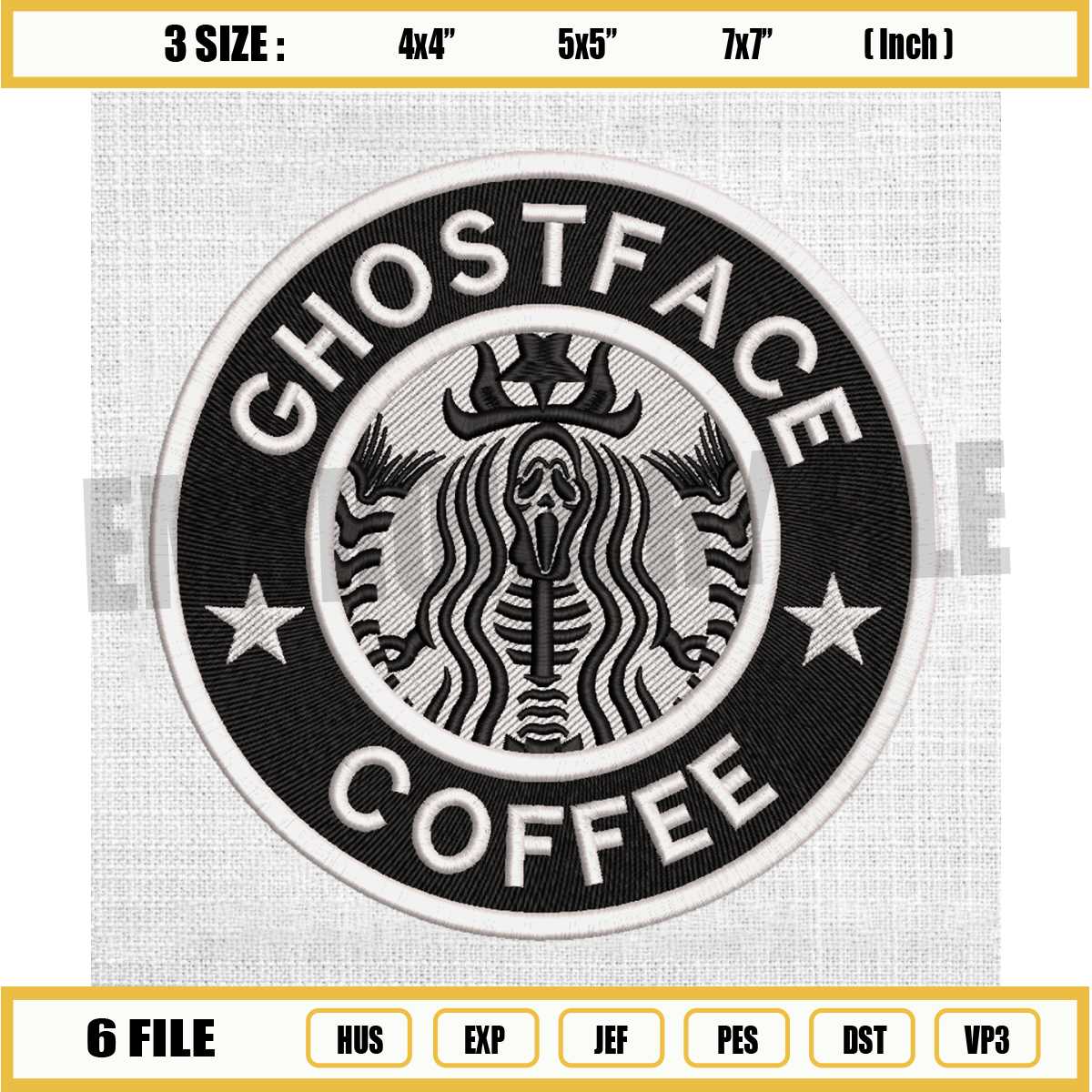 Ghostface Coffee Halloween Starbucks Logo Embroidery - Inspire Uplift
