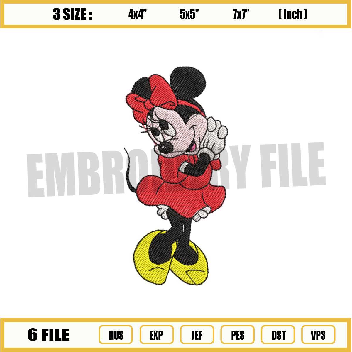 Cartoon Minnie Mouse Embroidery Design png | Inspire Uplift