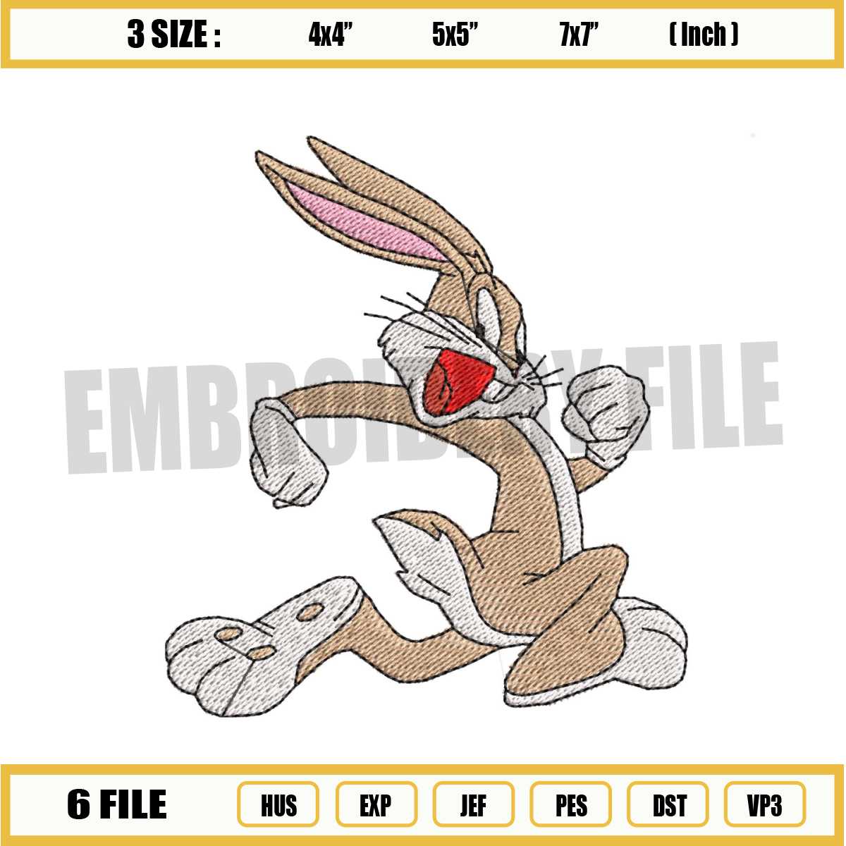 Bugs Bunny Running Embroidery | Inspire Uplift