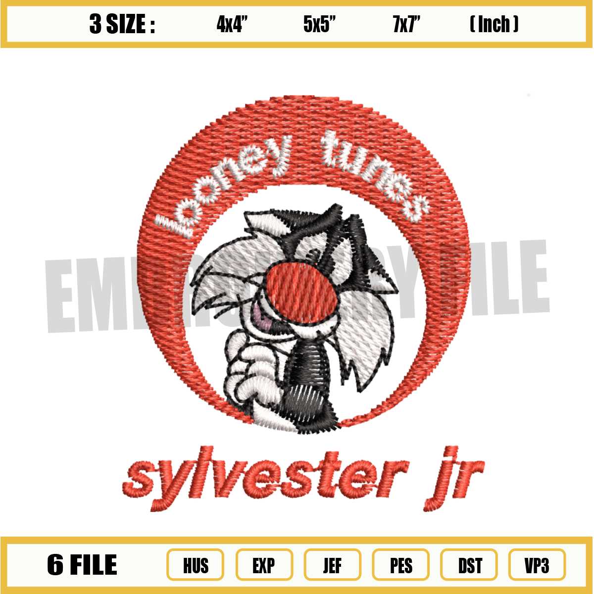 Sylvester Jr Looney Tunes Embroidery | Inspire Uplift