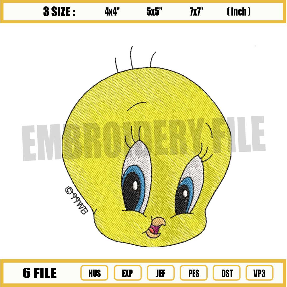 Tweety Bird Baby Face Embroidery | Inspire Uplift