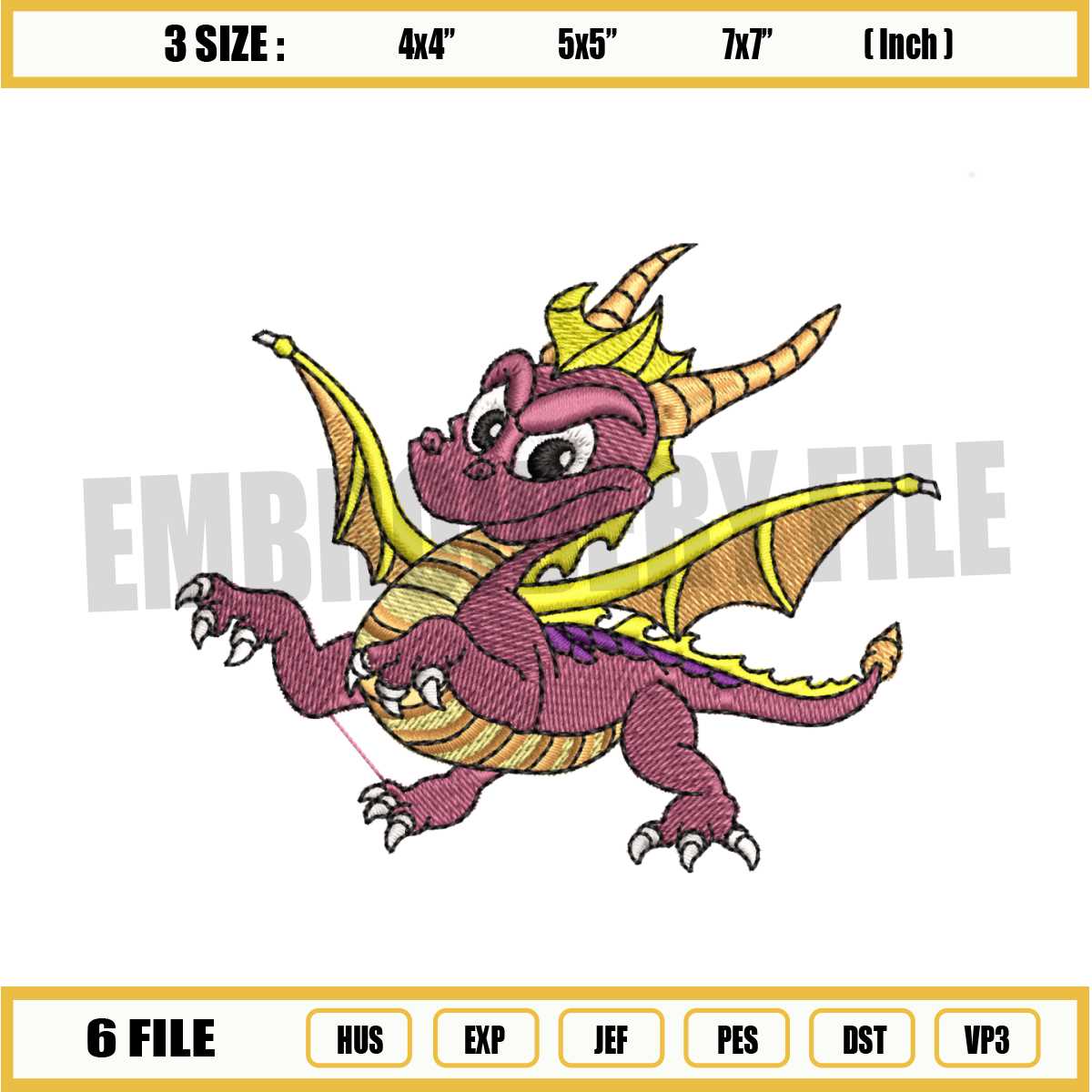 Spyro The Dragon Base Embroidery | Inspire Uplift