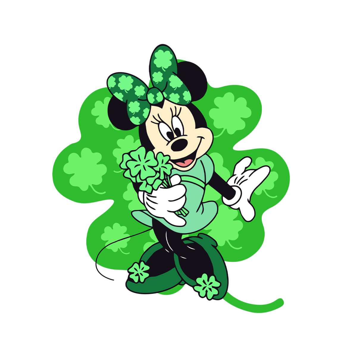 Green Four Leaf Clover Disney Minnie Mouse SVG | Inspire Uplift