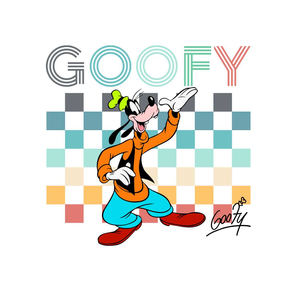 Checkered Goofy Dog Disney Signature SVG | Inspire Uplift