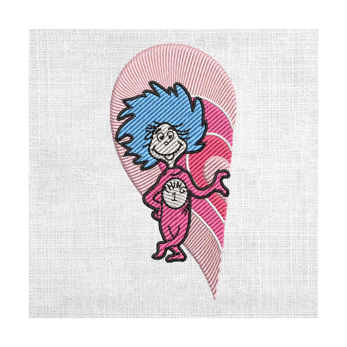 Thing One Dr Seuss Heart Hand Couple Matching Embroidery | Inspire Uplift