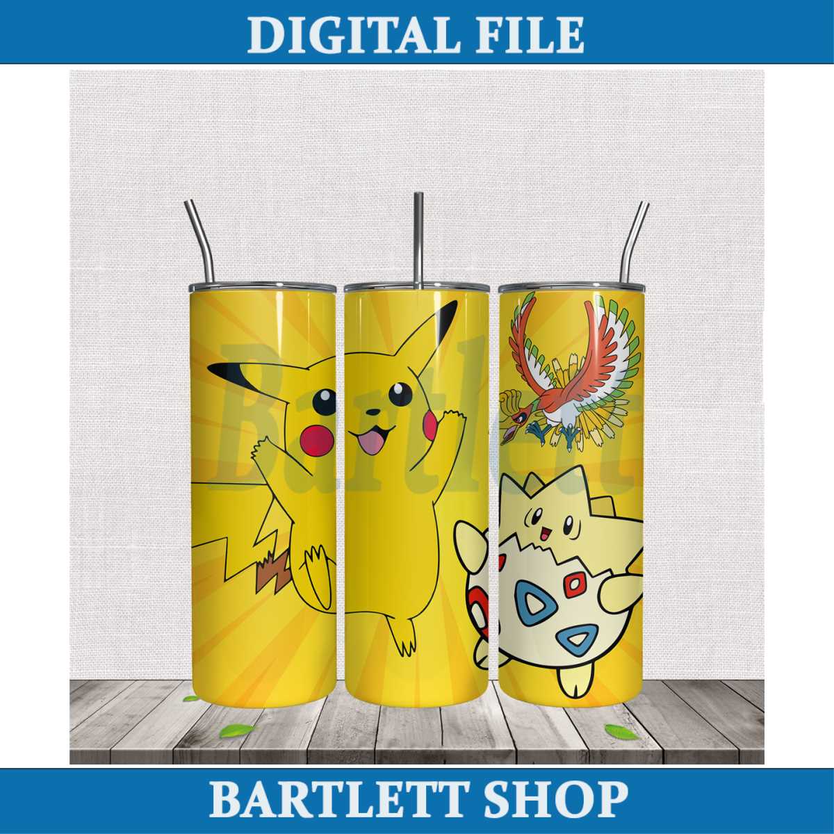 Pikachu Pokemon Skinny Tumbler Sublimation PNG | Inspire Uplift