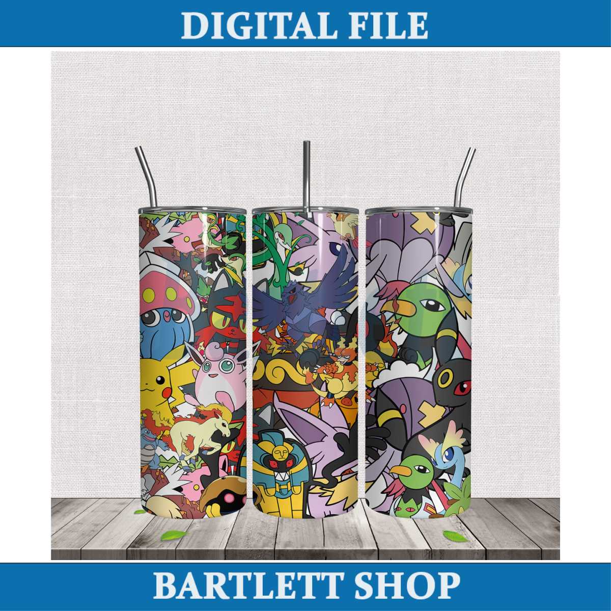 Pokemon Tumbler 20oz Design Sublimation Wrap PNG | Inspire Uplift