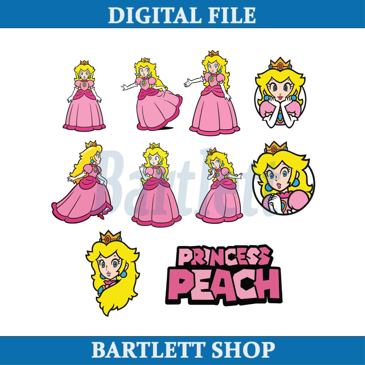Princess Peach Super Mario Bros Layered and One Color BUNDLE | Inspire ...