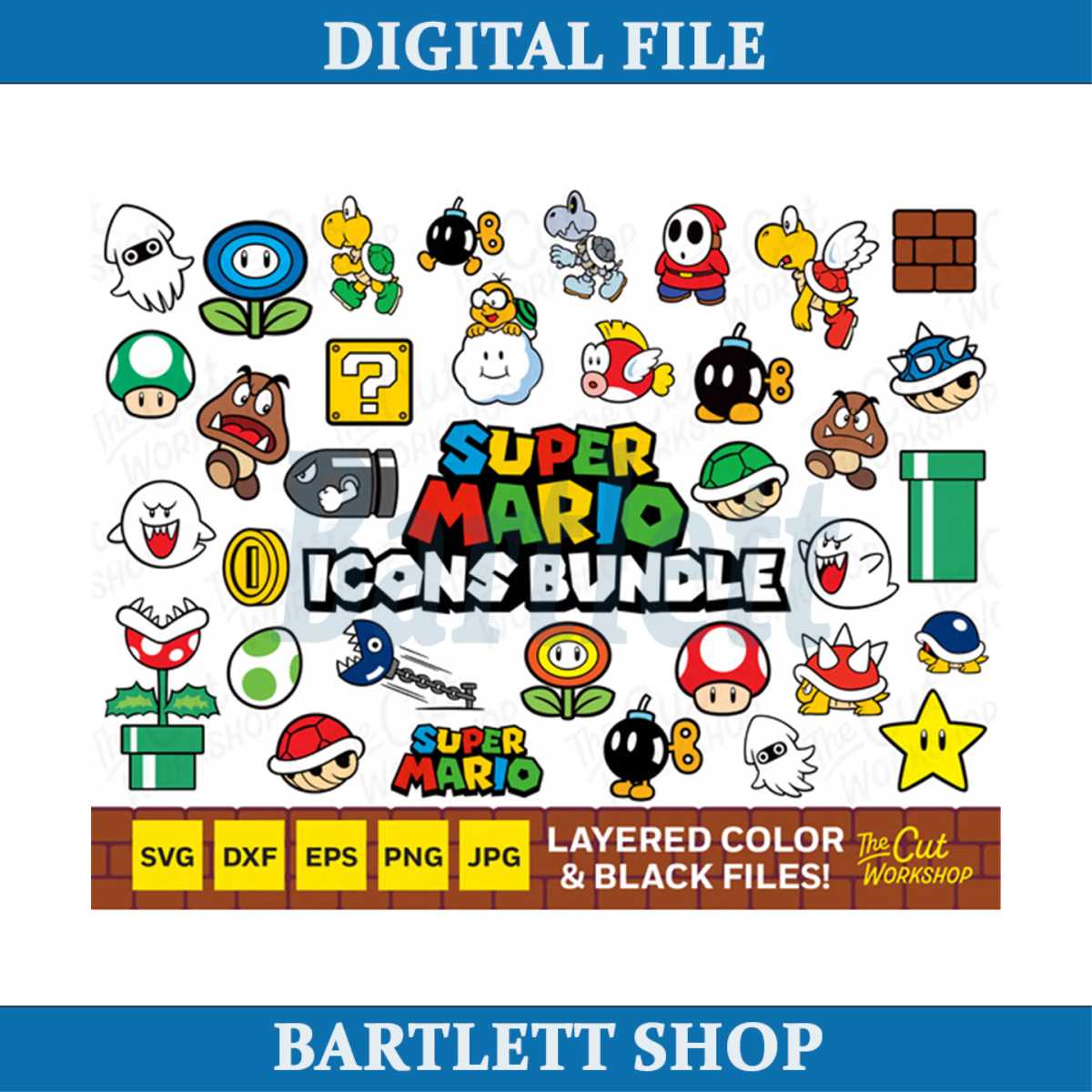 Super Mario Bros Icons Coin Mushroom Star Koopa Goomba Bomb | Inspire ...