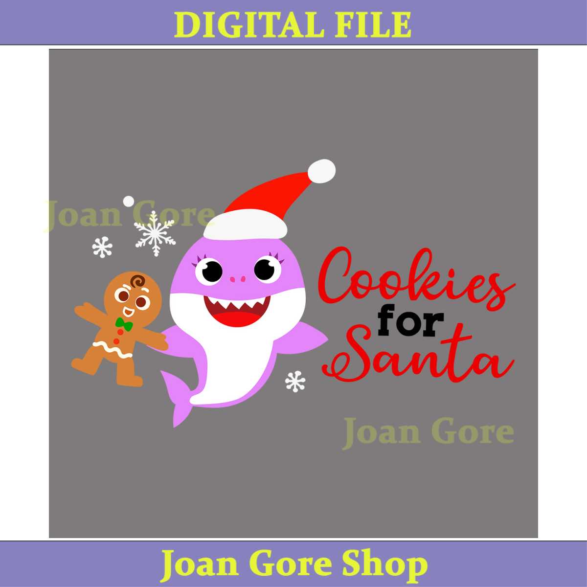 Cookies For Santa Christmas Purple Baby Shark SVG | Inspire Uplift