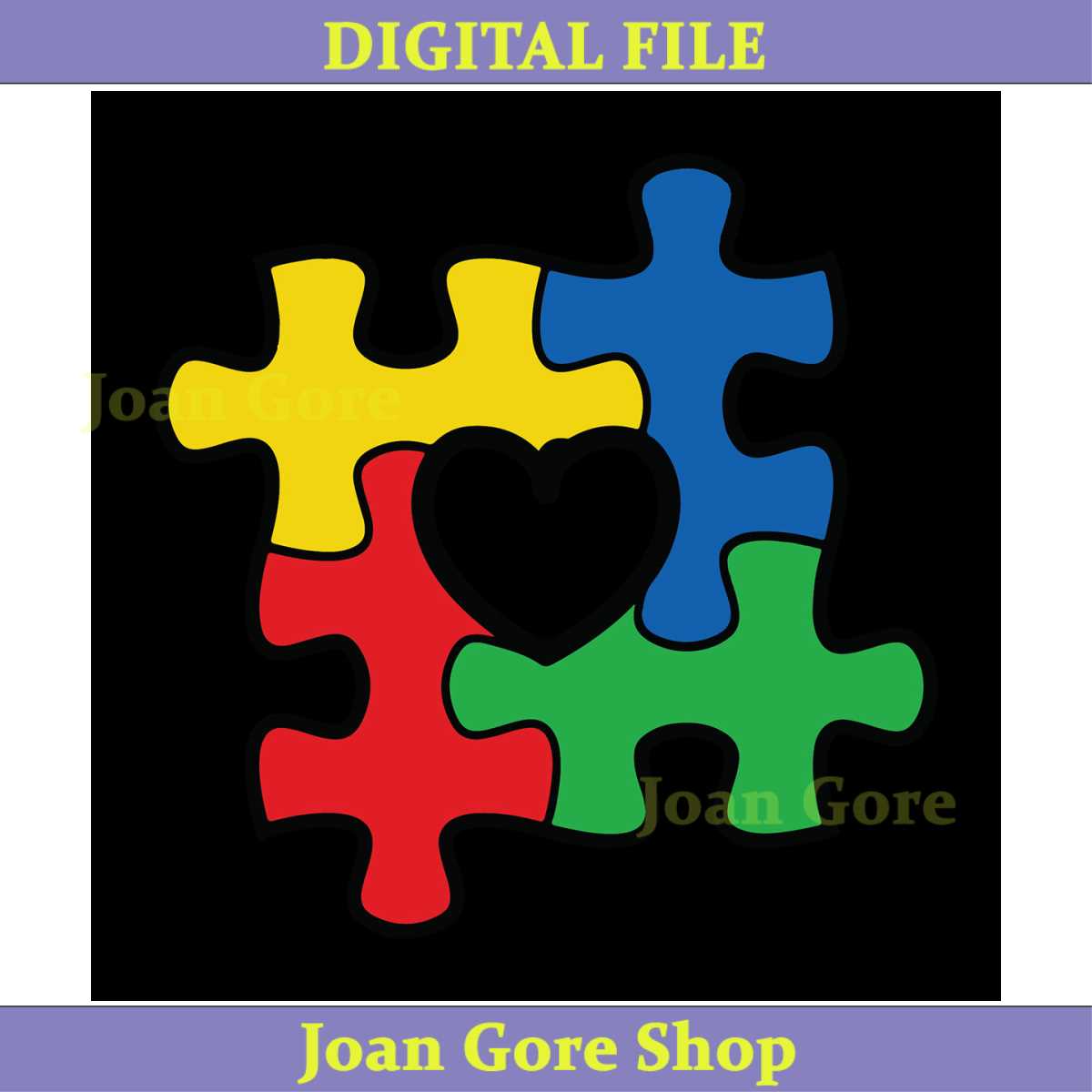 Colorful Autism Middle Heart Puzzle PNG | Inspire Uplift
